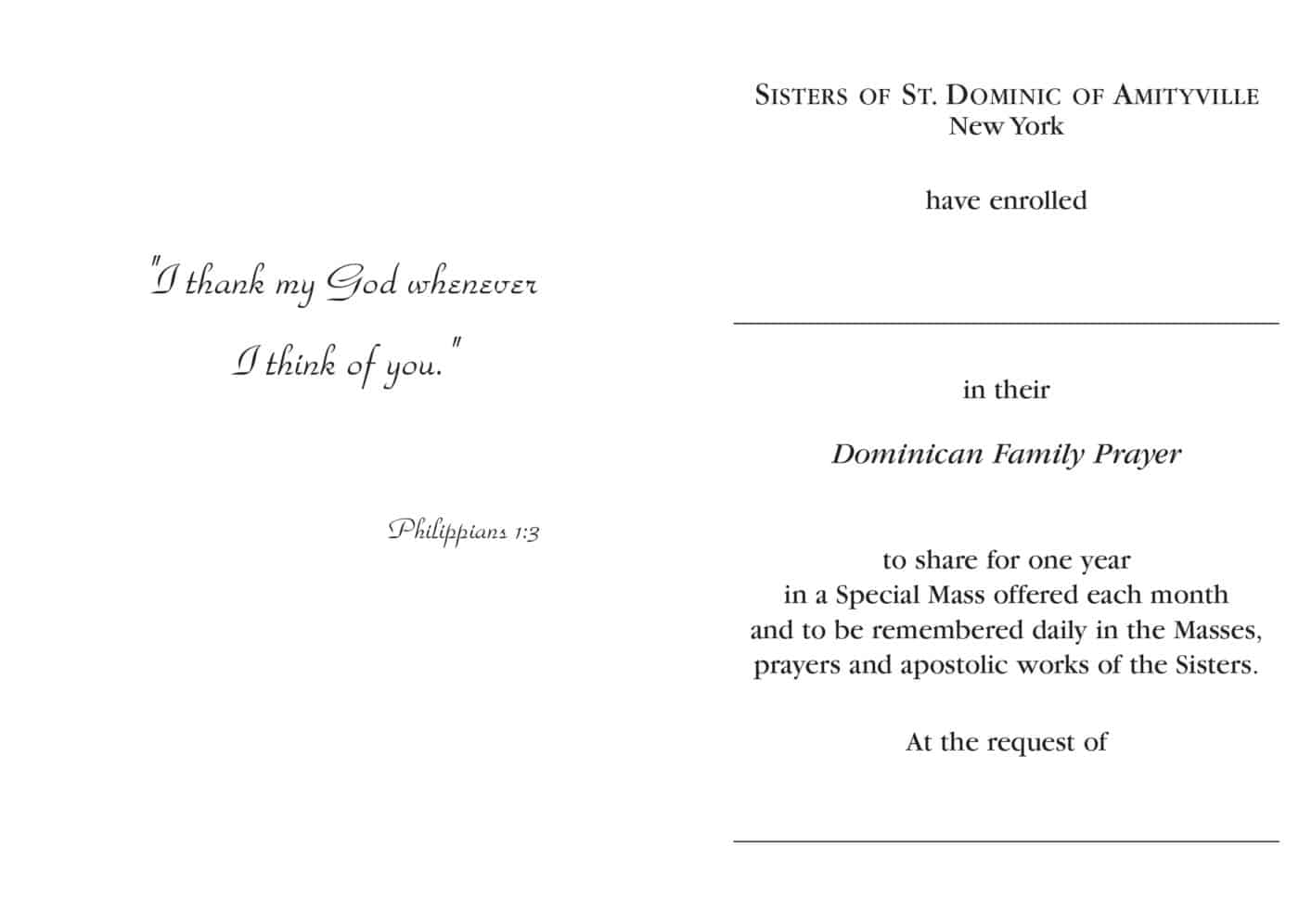 Thank You | Sisters of St. Dominic